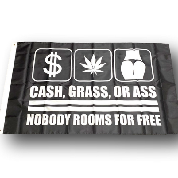 Wall Decor | Funny Man Cave Flag Cash Grass Or Ass Nobody Rooms For ...